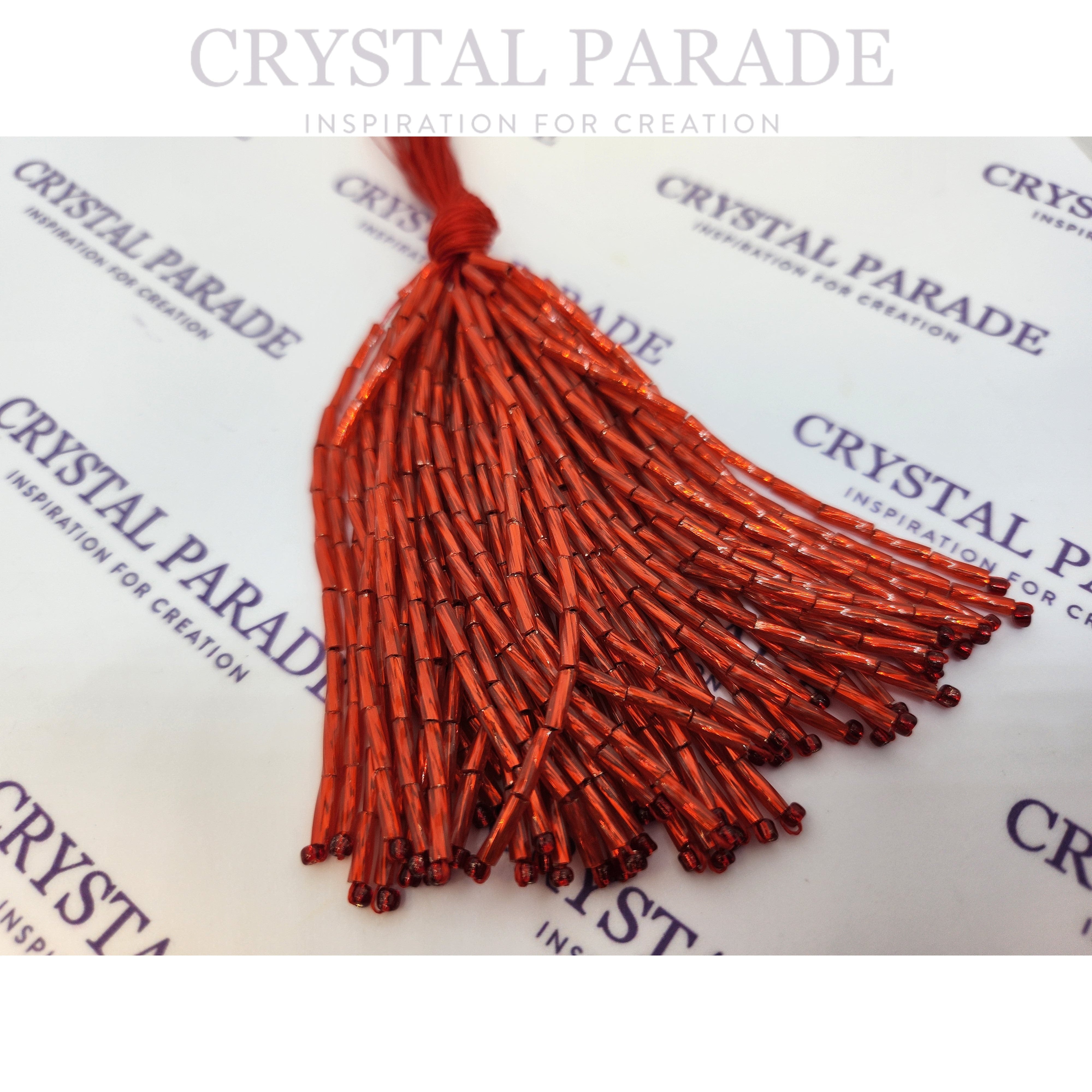 SHIMMER AND SHAKE with Zodiac Red bugle bead droppers!